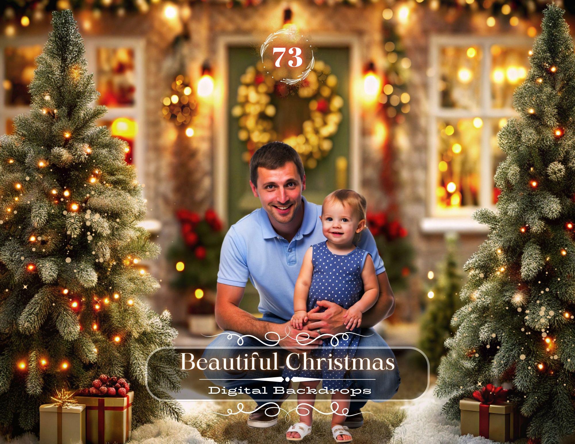 73 Christmas Digital Backdrops Festive Holiday Background for Photoshop ...