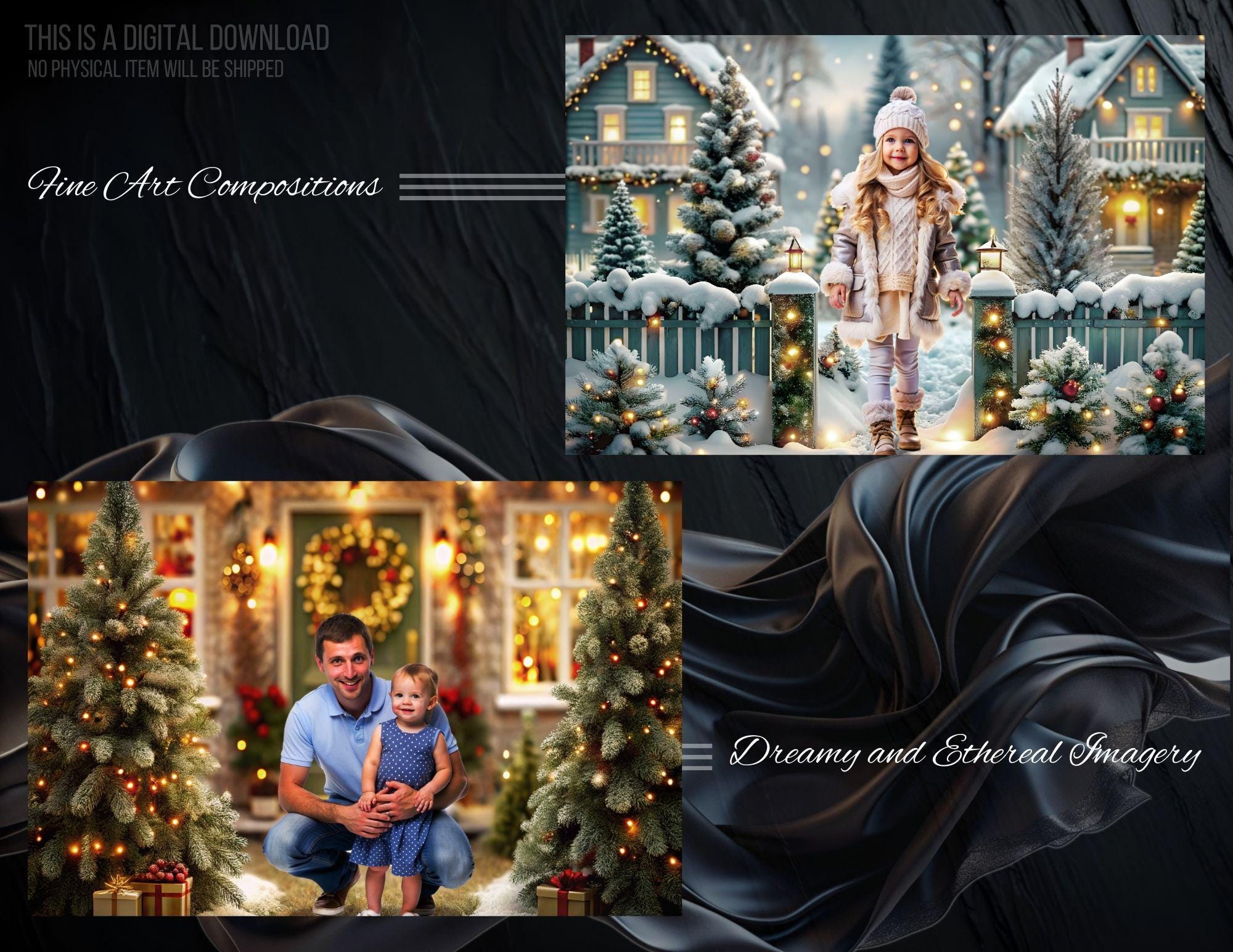 73 Christmas Digital Backdrops Festive Holiday Background for Photoshop ...