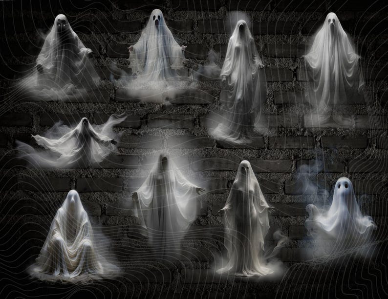 Spooky Ghost Overlays: Halloween Clipart Collection (digital Download ...