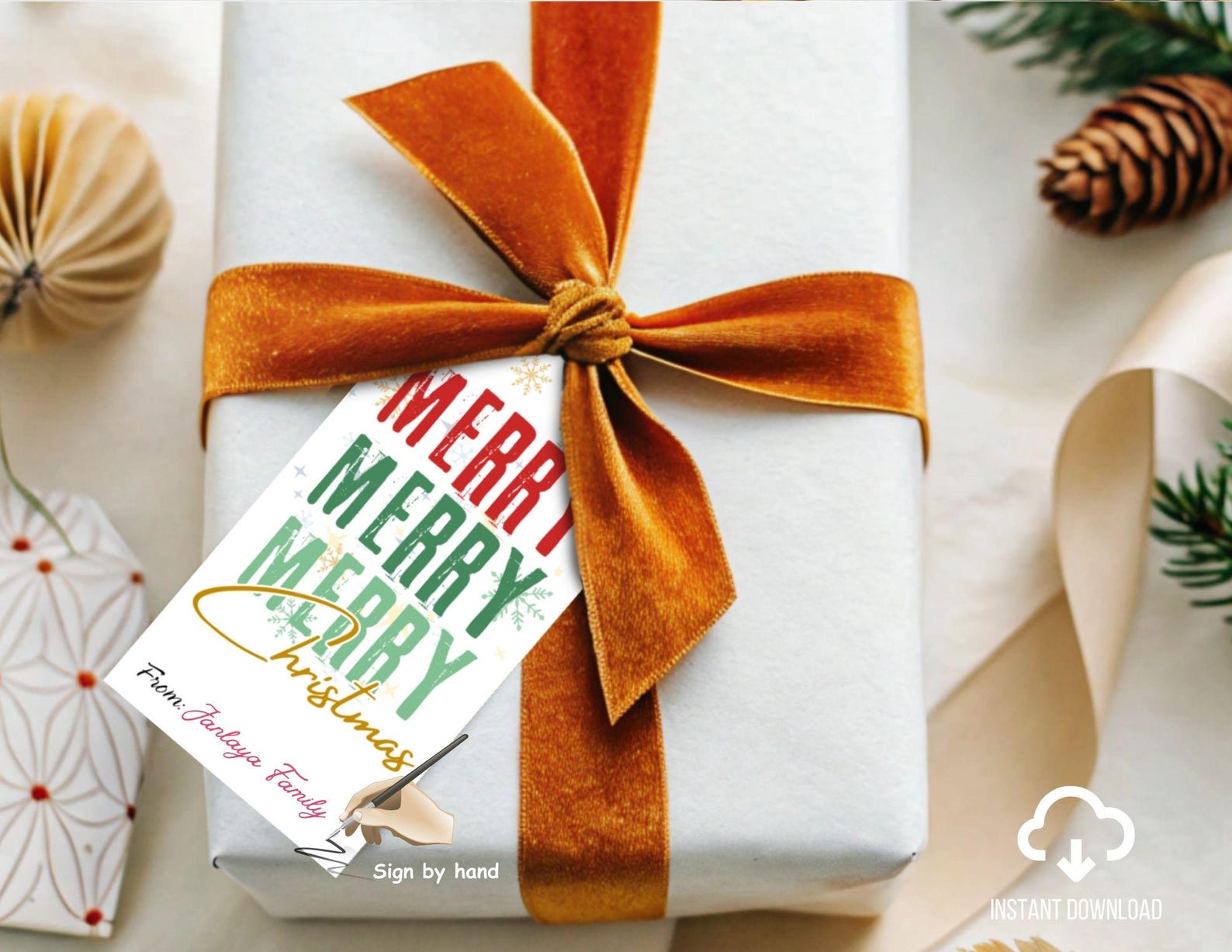 Merry Christmas Gift Tag Printable, Printable Christmas Gift Tag ...