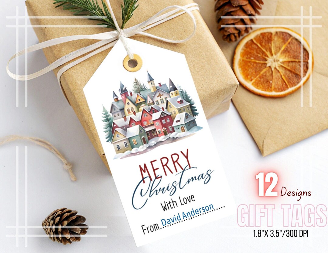 Fillable Christmas Gift Tags Holiday Favor Tags Merry Christmas Holiday ...