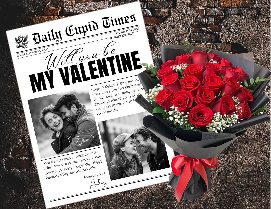 Valentine's Day Newspaper Gift: Personalized Canva Template (digital ...