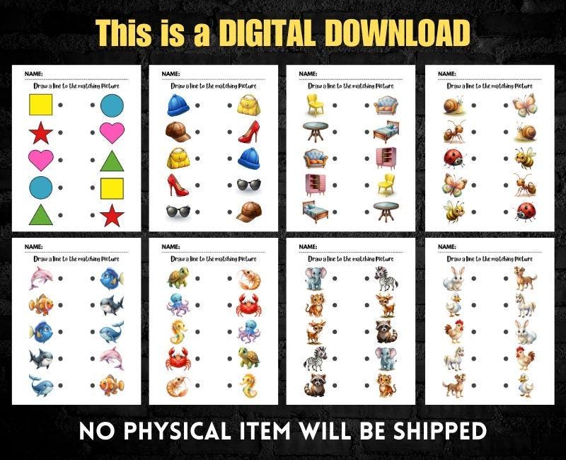 Matching Game Worksheets: Preschool Learning Activity (60 Printable ...