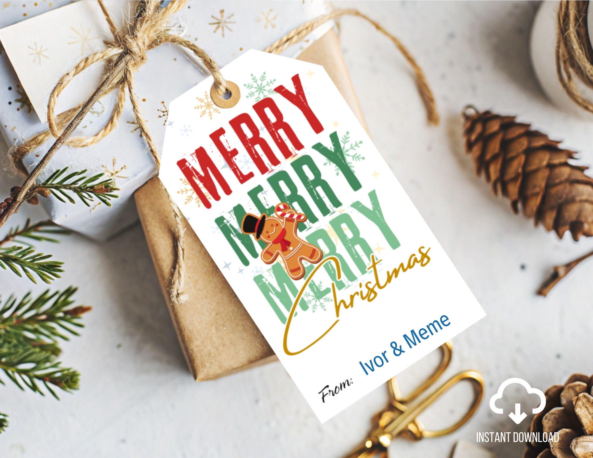 Merry Christmas Gift Tag Printable, Printable Christmas Gift Tag ...
