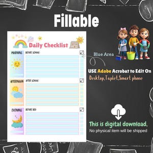 Kids Daily School Checklist, 3 Layouts Daily Checklist Chart, to Do ...