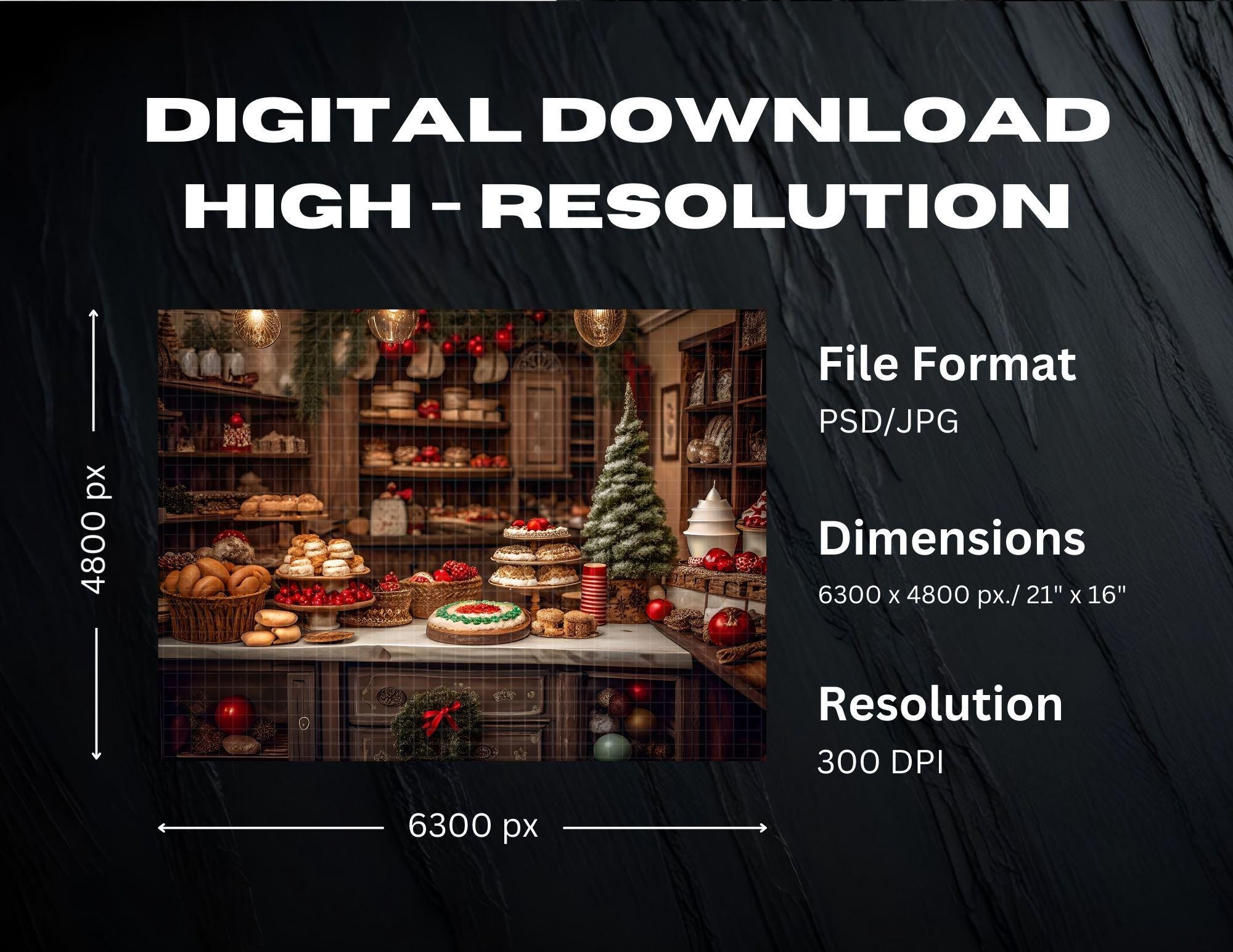 Christmas Bakery Counter PSD Digital Backdrop (instant Download) - Etsy