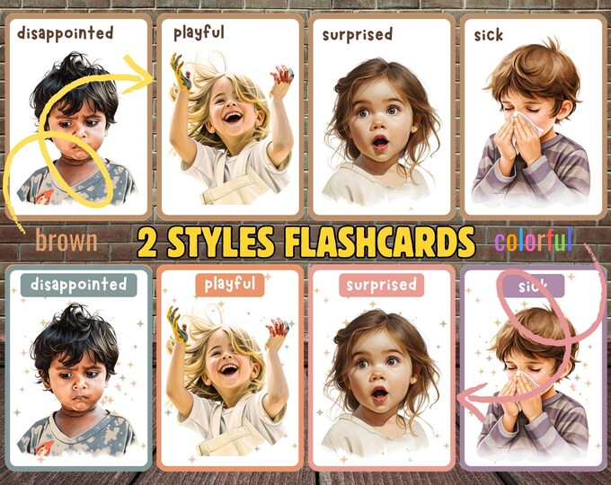 28 Photo Emotions Flashcards, Printable Feelings Flash Cards, Real ...