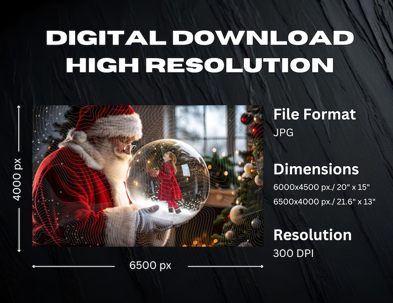 Santa's Snow Globe Magic, 5 Santal Claus Christmas Digital Background ...