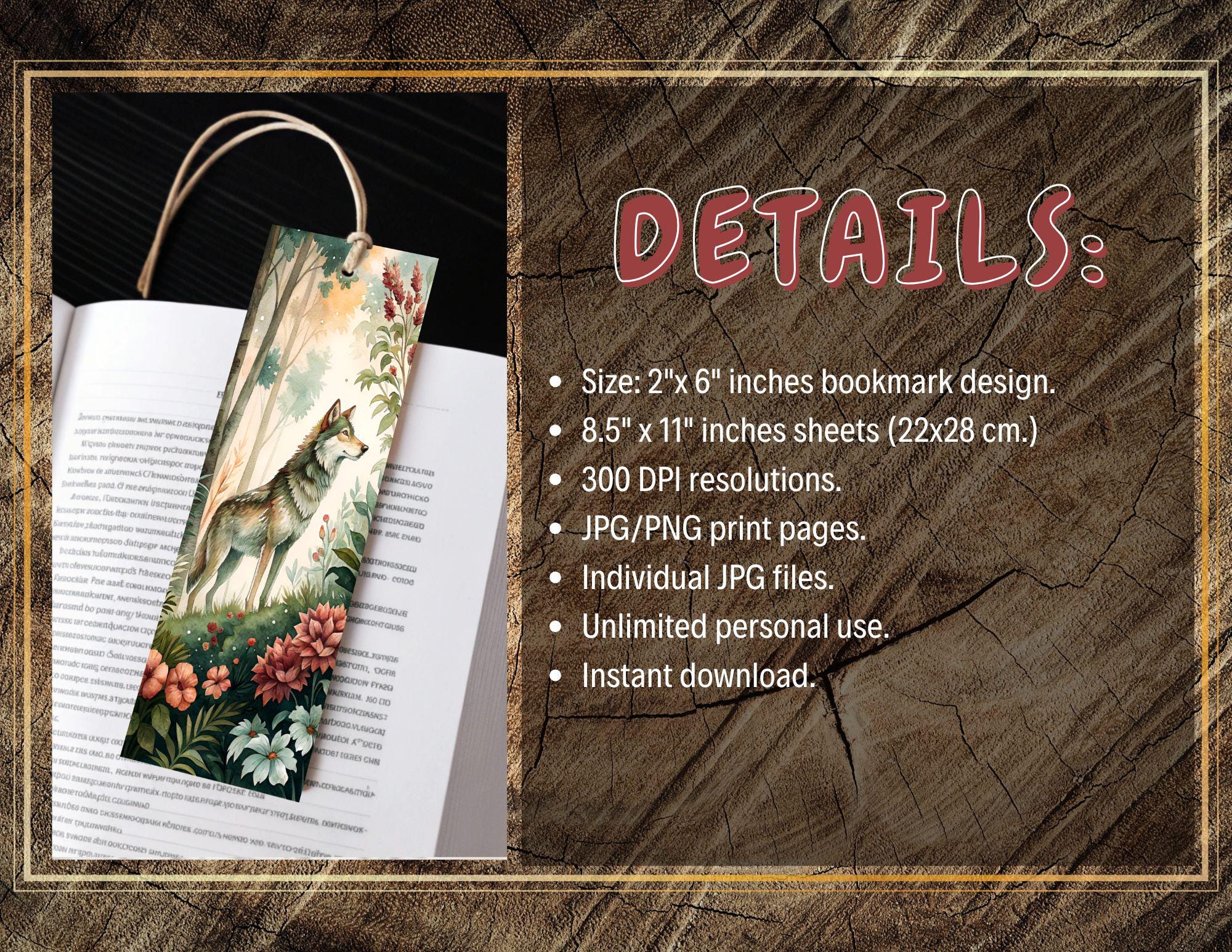 Woodland Animals Bookmarks: Printable Bookmark Set (digital Download ...