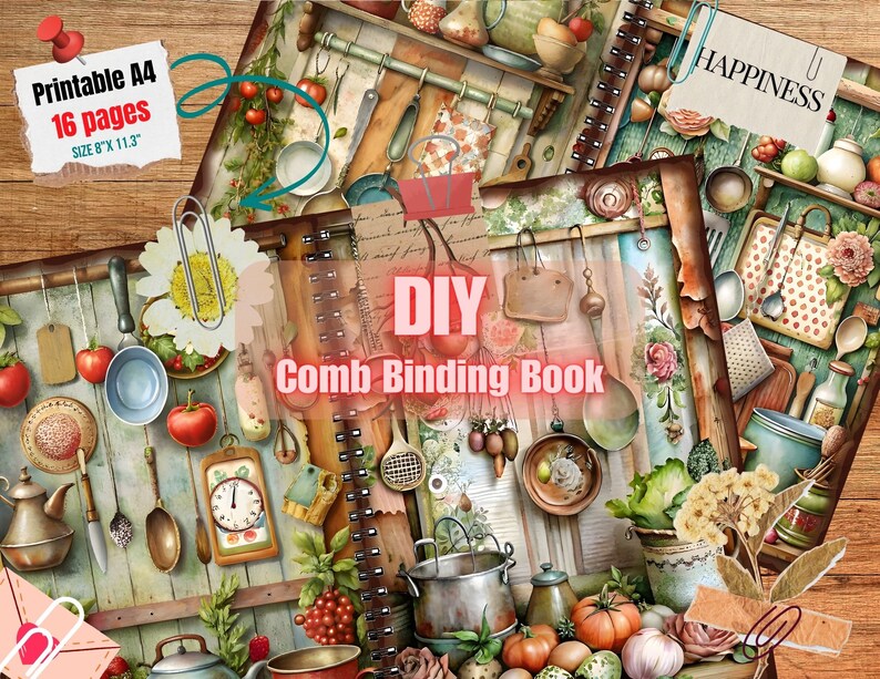 Old English Kitchen Scrapbook Paper: Lined Journal Pages (digital ...