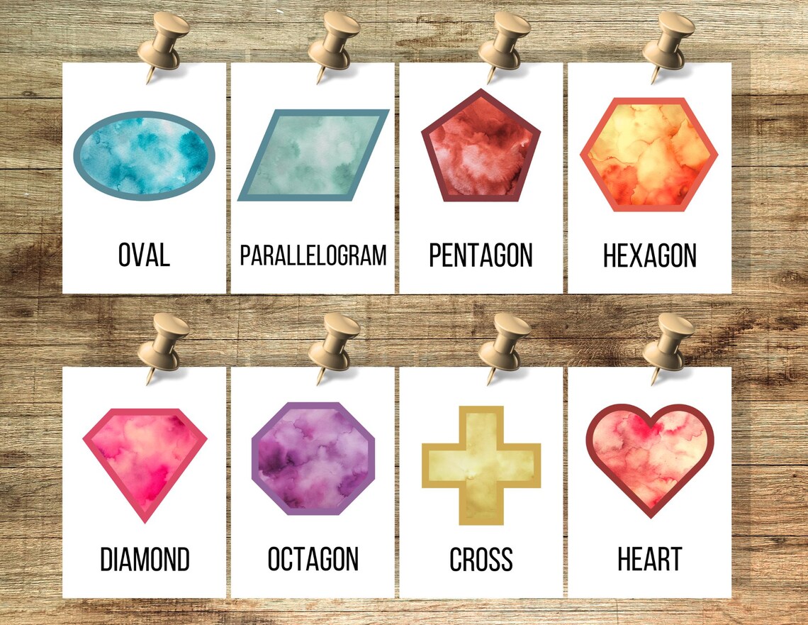 Shapes Flashcards, Geometric Shapes Flash Cards, Montessori Materials ...