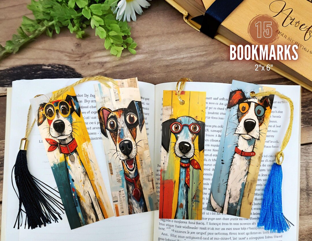 Funny Dogs Printable Bookmarks: Colorful Animal Art (digital Download ...