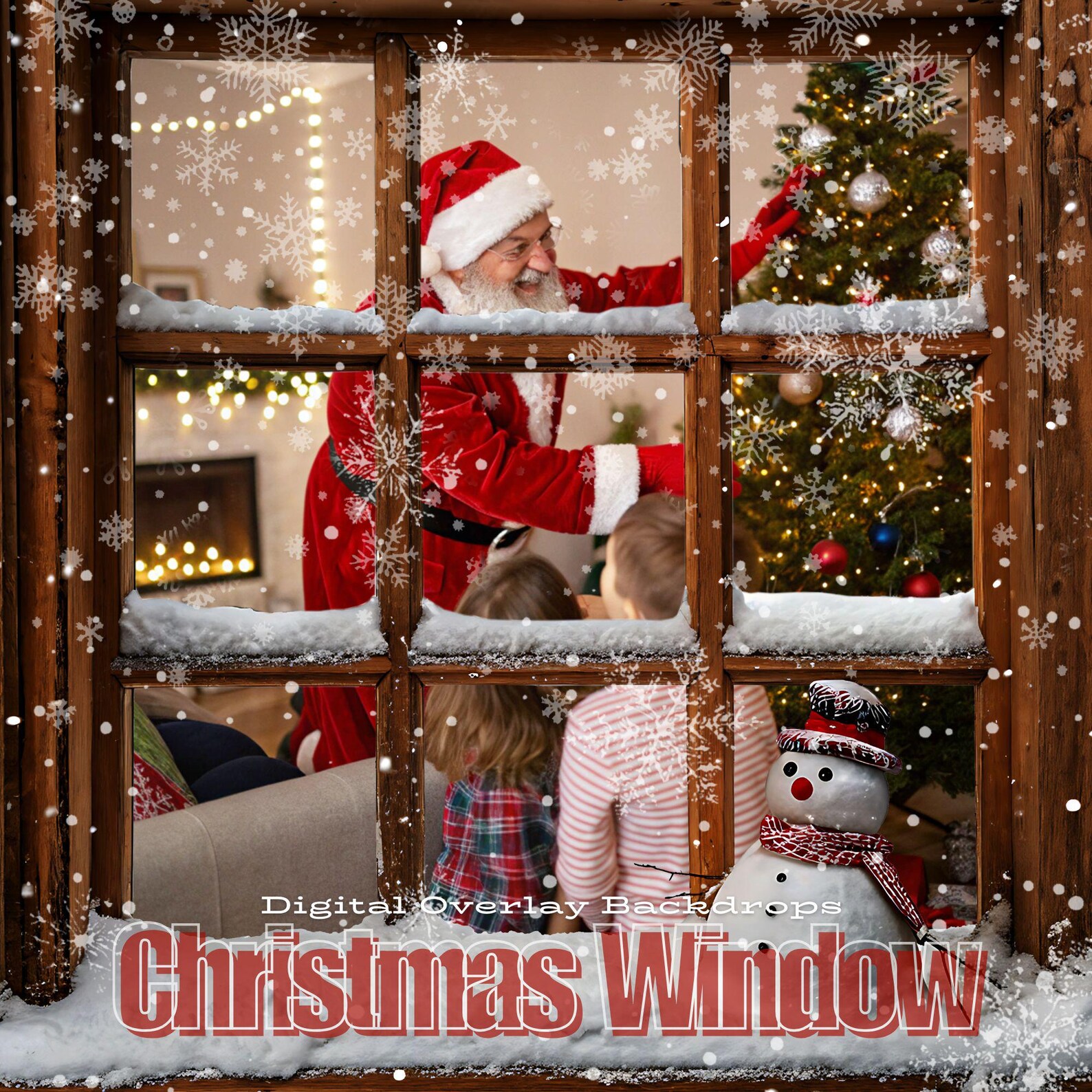Christmas Window2 Overlay, Winter Window Overlays, Window Snowman Frame ...