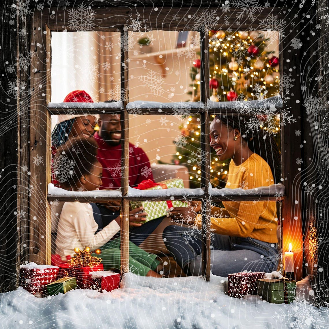 Christmas Window4 Overlay, Winter Window Overlays, Window Snowman Frame ...