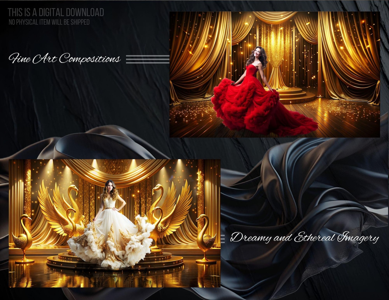 Luxury Gold Digital Backdrop Golden Showing Stage Digital Backgrounds ...