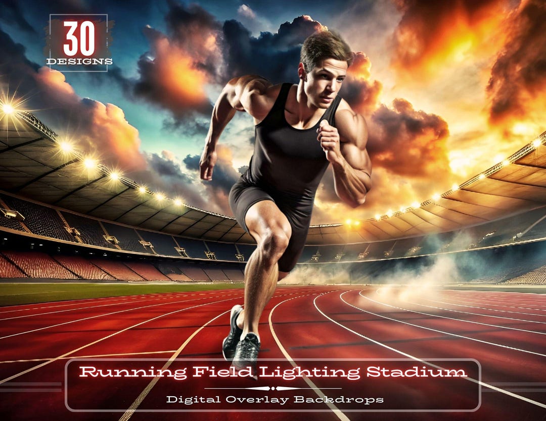 Running Lighting Stadium Digital Backdrop for Sports Photo Backgrounds ...