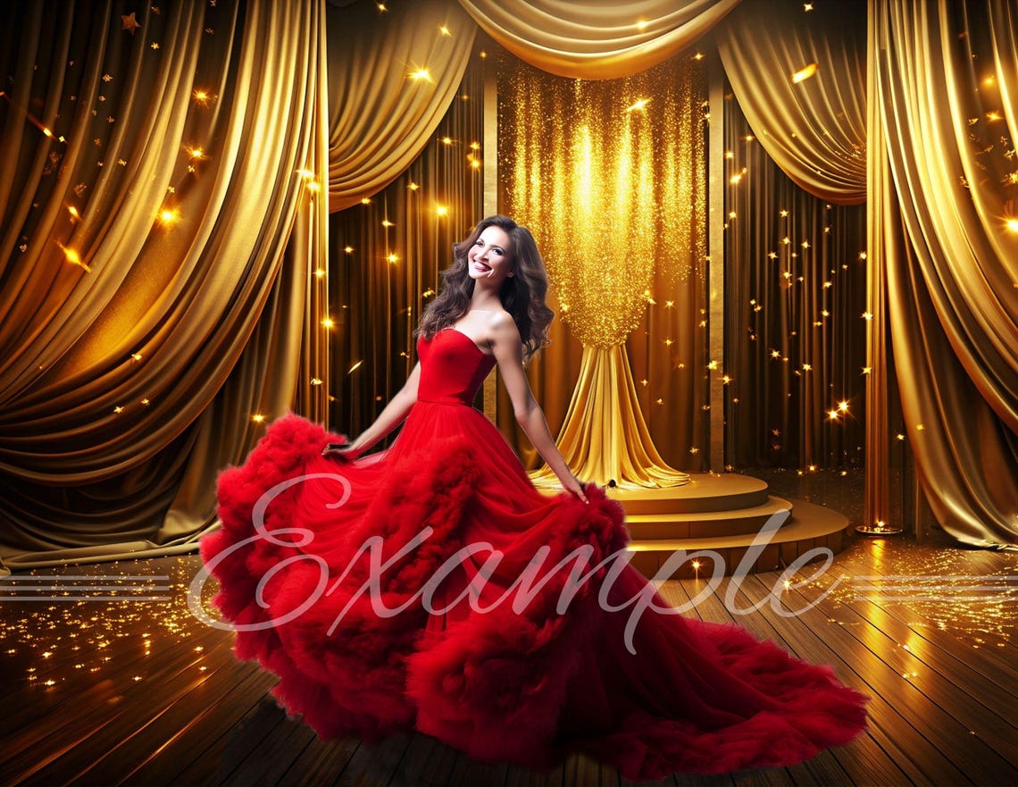 Luxury Gold Digital Backdrop Golden Showing Stage Digital Backgrounds ...