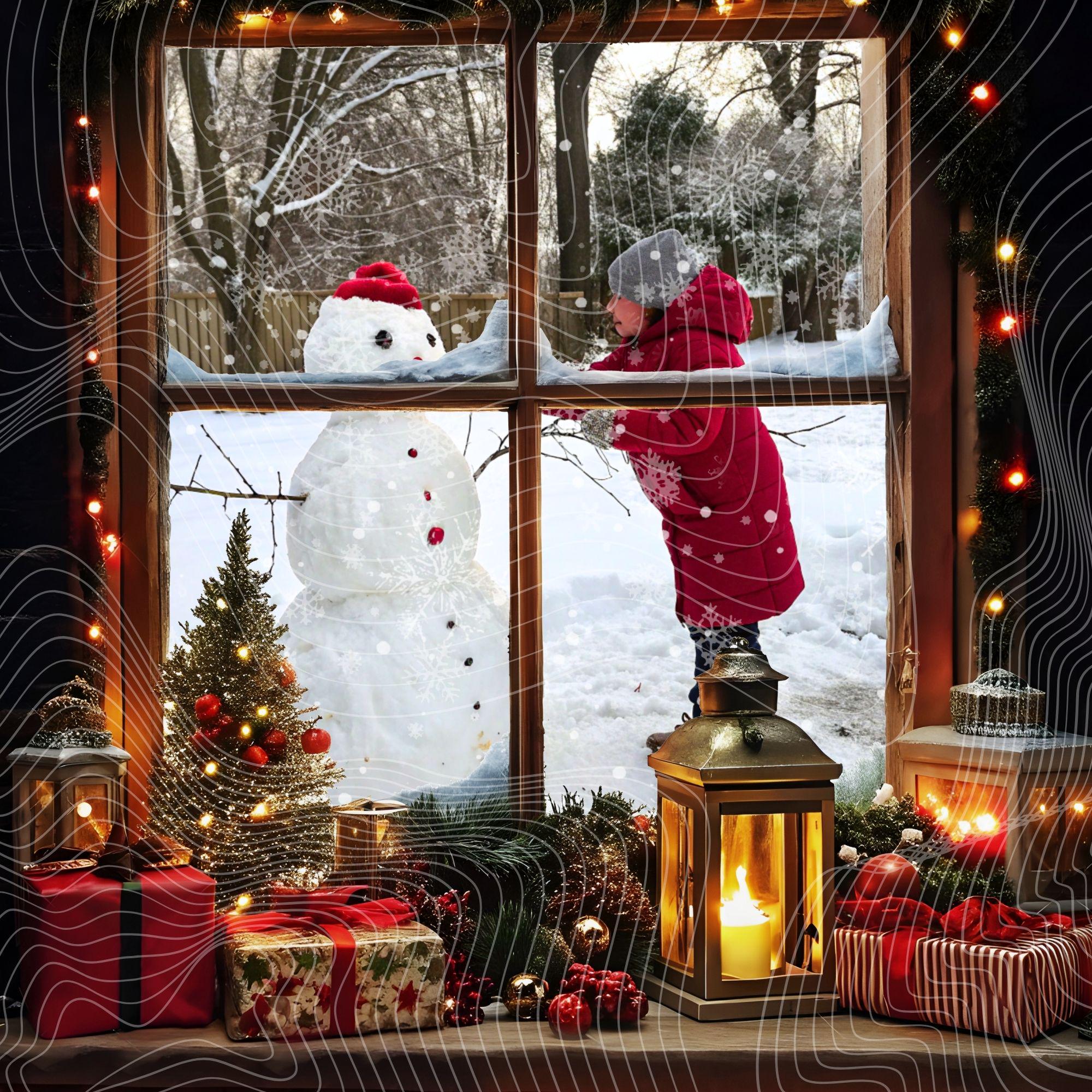 PSD Christmas Window7 Overlay, Winter Overlays, Window Snowman Frame ...
