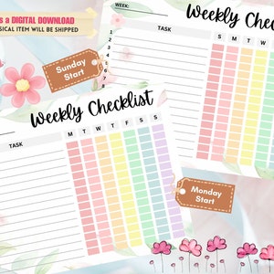 Editable Weekly Checklist Printable Weekly to Do List Checklist ...