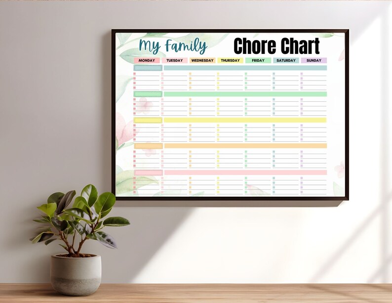 Family Chore Chart Fillable | Printable Weekly Chore List | Dad Mom ...