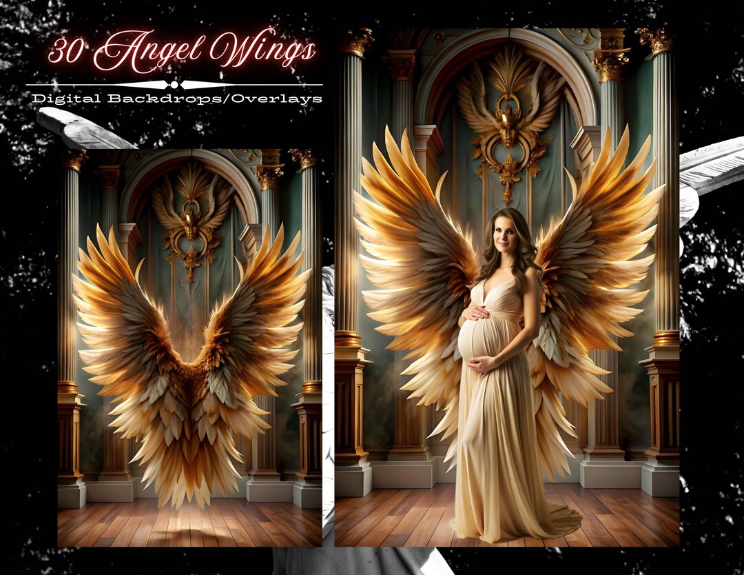 Colorful Fancy Angel Wings Digital Backdrops, Angel Wings Digital ...