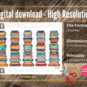Stacked Books Printable Bookmarks: Fussy Cuts Gift (digital Download ...