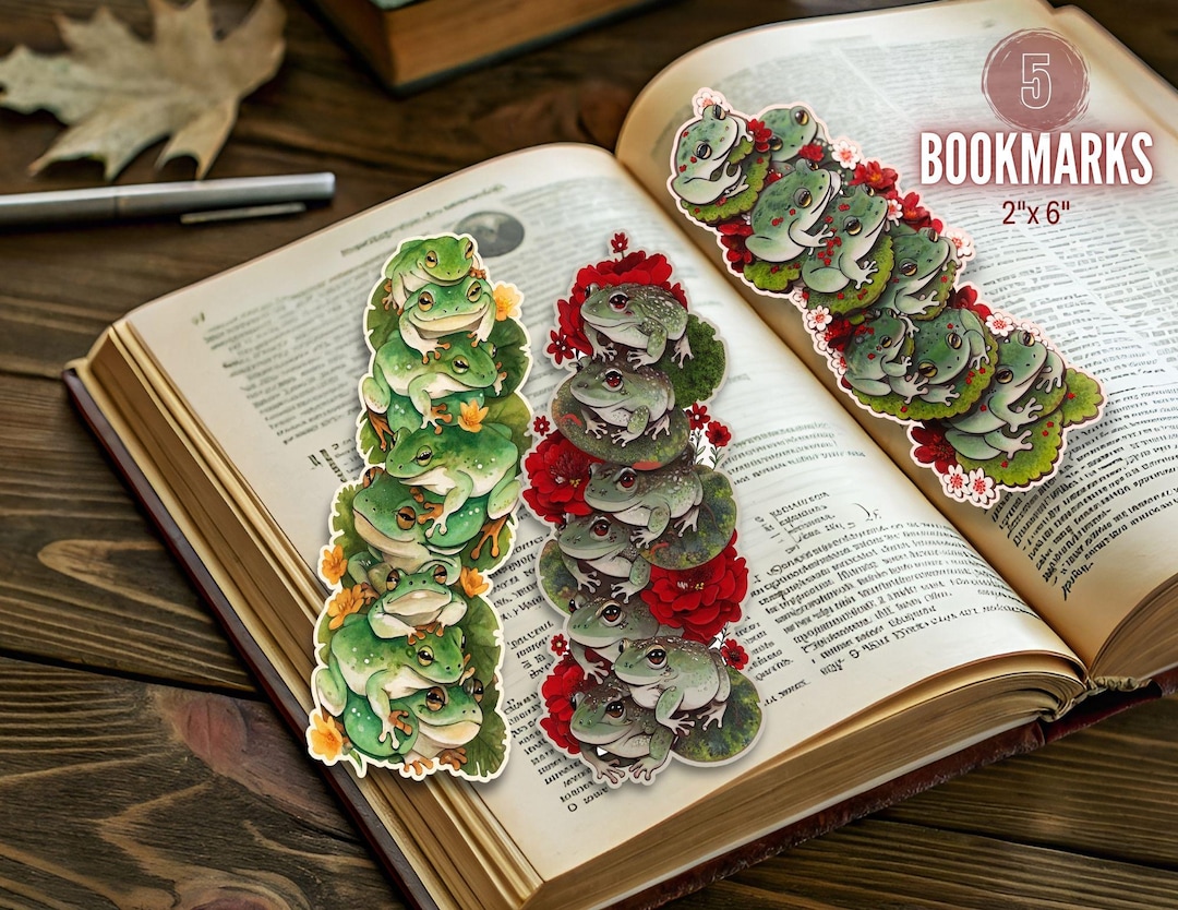 Frog Stack Bookmarks, Frog Art, Cute Frogs Bookmarks, Laminated ...
