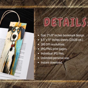 Funny Dogs Printable Bookmarks: Animal Art, Fussy Cuts (digital ...