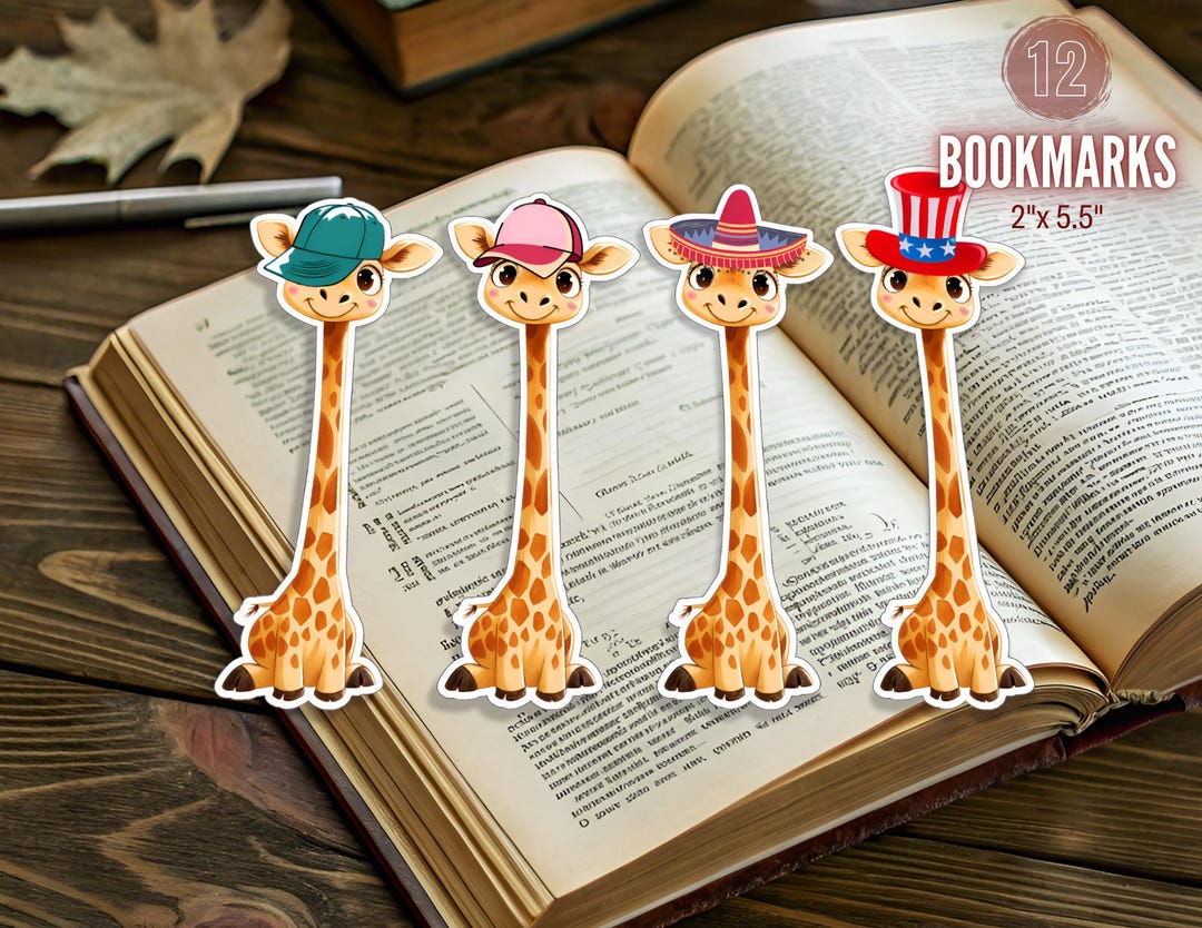Lovely Giraffes Printable Bookmarks, Digital Download JPG Bookmark Set ...