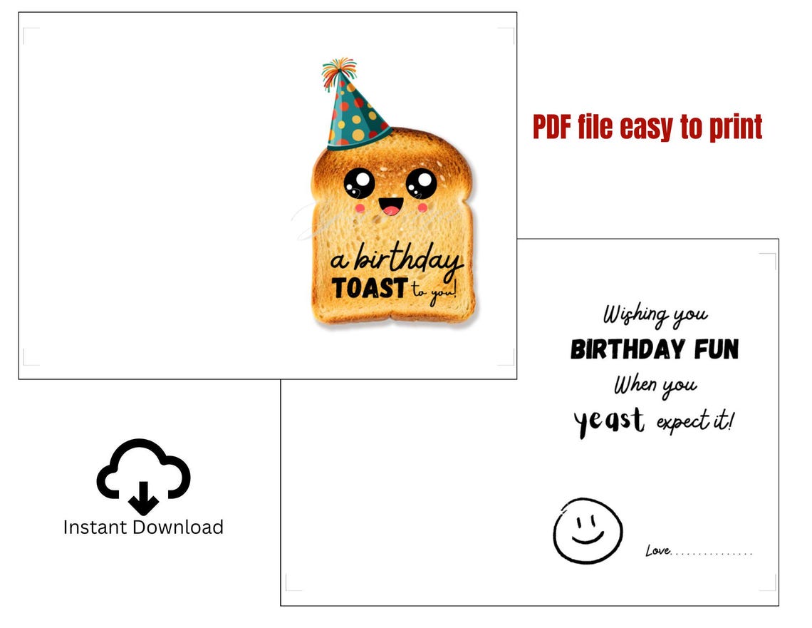 Funny Toast Birthday Card: Printable Celebration (digital Download) - Etsy