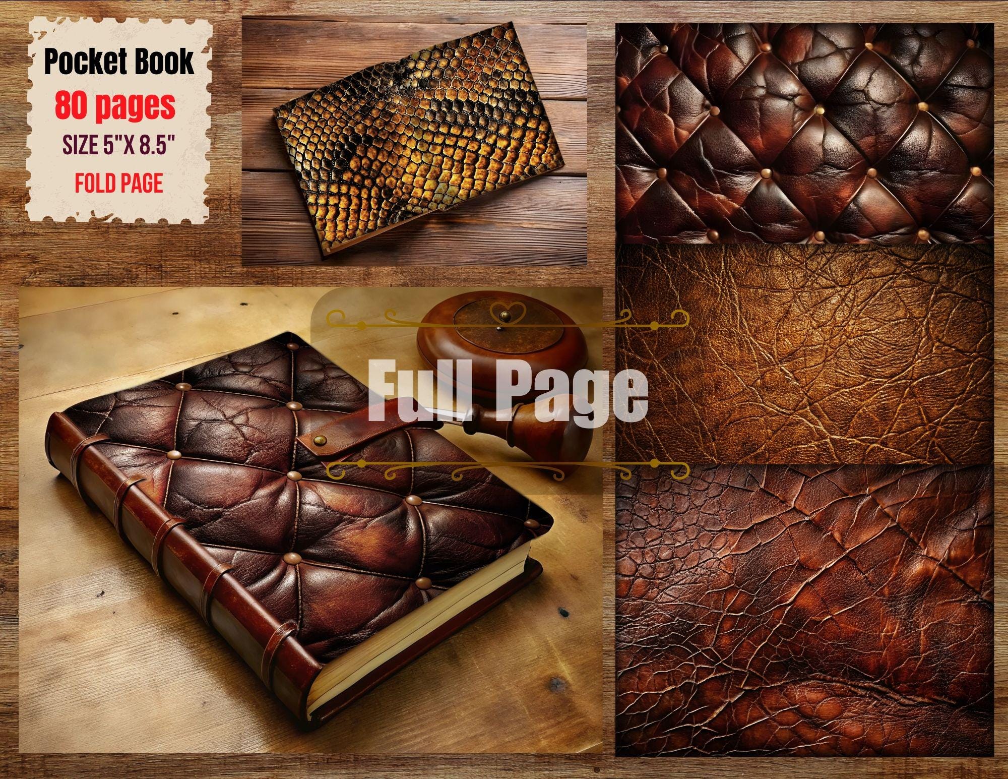 Leather Textures Animal Skin Scrappy Papers Junk Journal Pages ...
