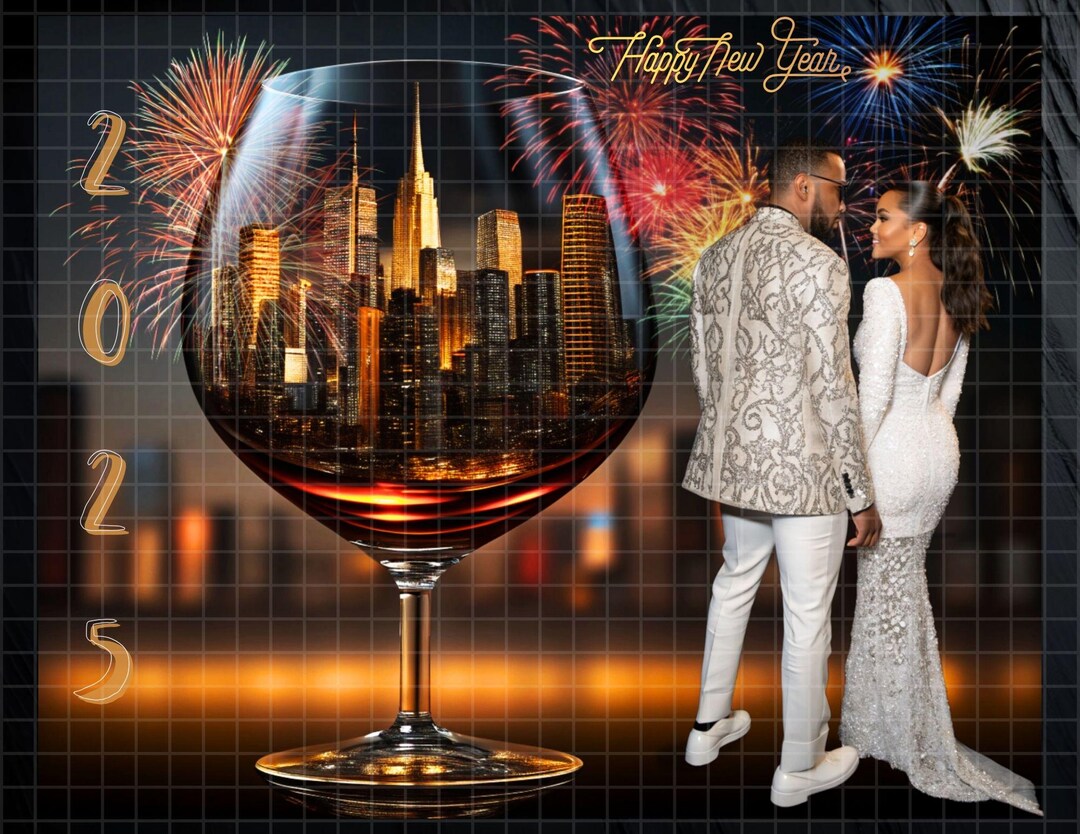 New Year 2025 Photo Backdrop: Fireworks, Cityscape (digital Download ...