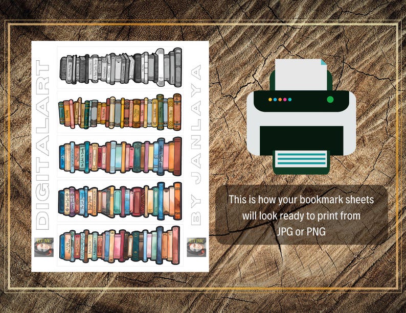 Stacked Books Printable Bookmarks: Fussy Cuts Gift (digital Download ...