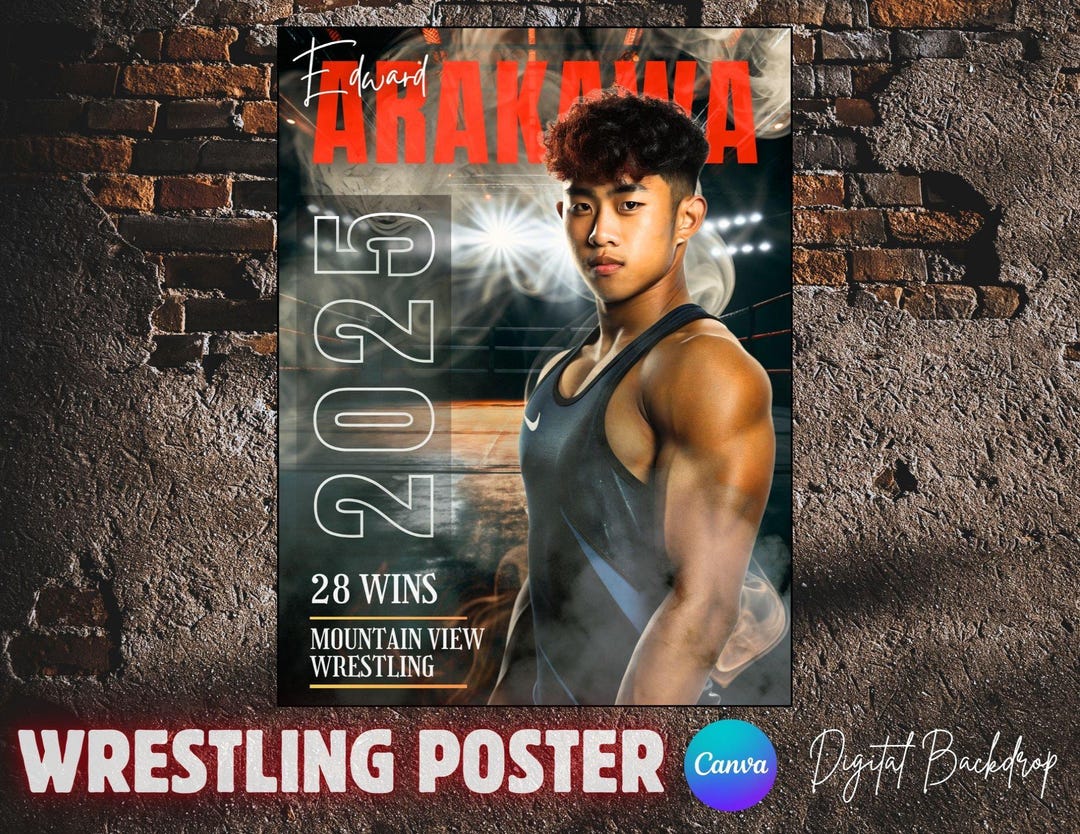 Wrestling Senior Sports Poster Template: Customizable Canva Banner ...