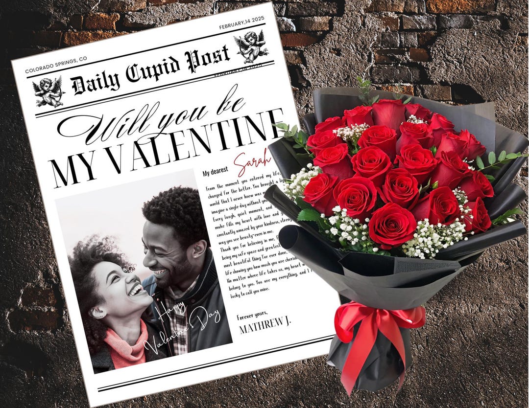 Valentine's Day Newspaper Gift: Personalized Canva Template (digital ...
