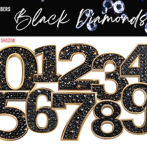 Black Diamond Number Clipart: Luxury PNG Set (digital Download) - Etsy