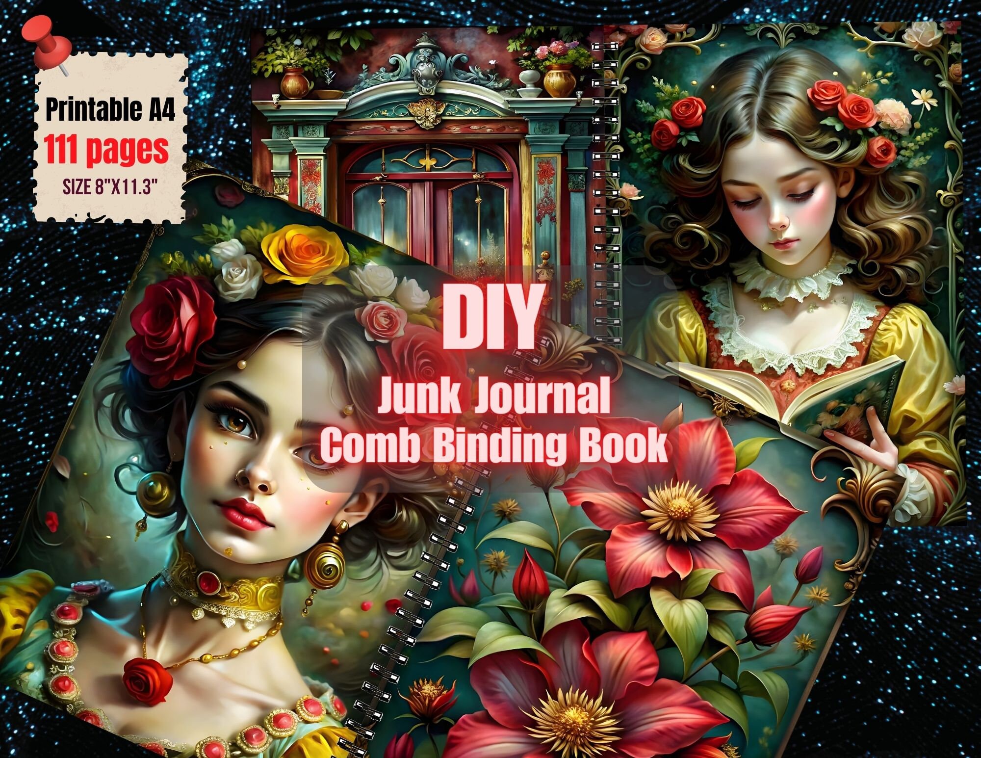 Colourful Whimsical Romantic Life, Digital Scrapbook Papers, Junk ...