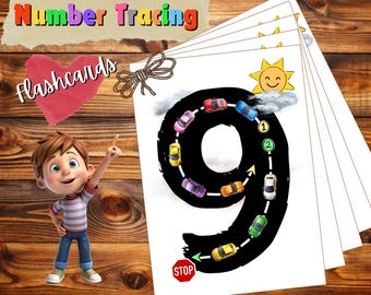 Number Tracing Flashcards, Cars Roads Printable, Counting Numbers ...