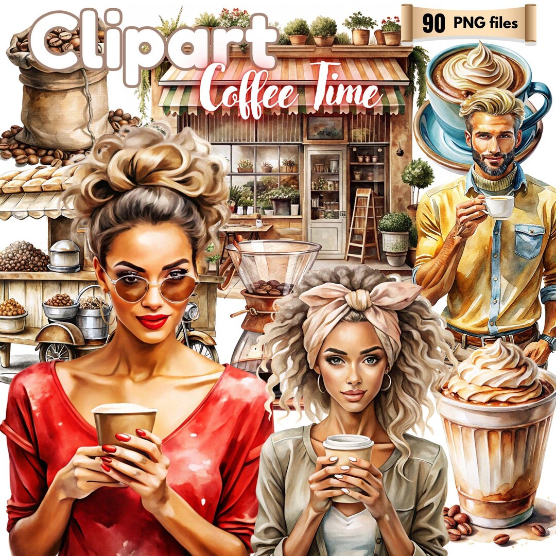 Coffee Time Clipart Bundle, Coffee Drinks Clip Art, Barista, Coffee ...