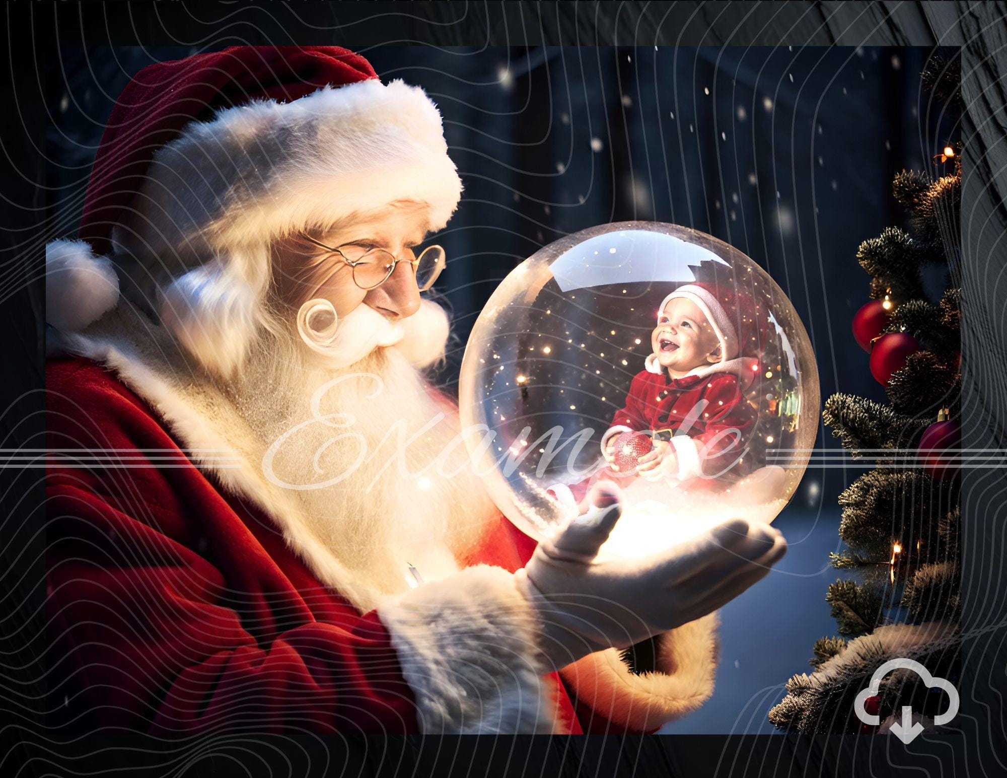 Santa's Snow Globe Christmas Digital Backdrop: Holiday Photography ...