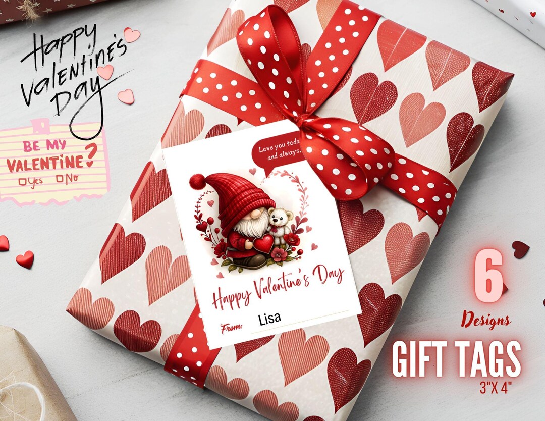 PDF Fillable Valentine's Day Favor Snack Tags Red Gromes Gift Tags ...