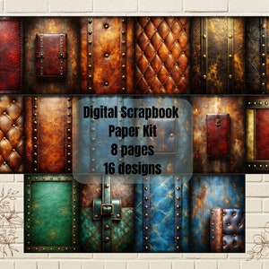Vintage Metal Leather Skins, DIY Secret Journal, Scrapbook Paper Kit ...
