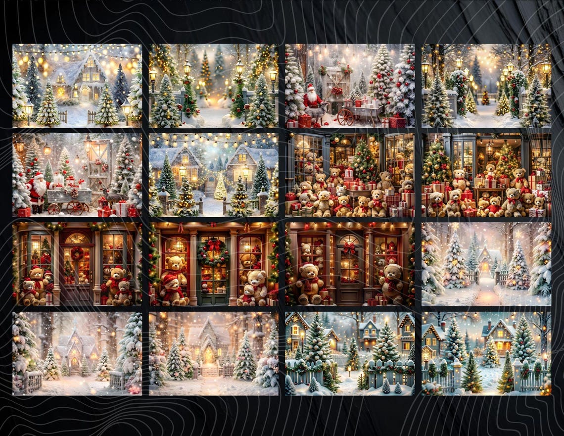 73 Christmas Digital Backdrops Festive Holiday Background for Photoshop ...