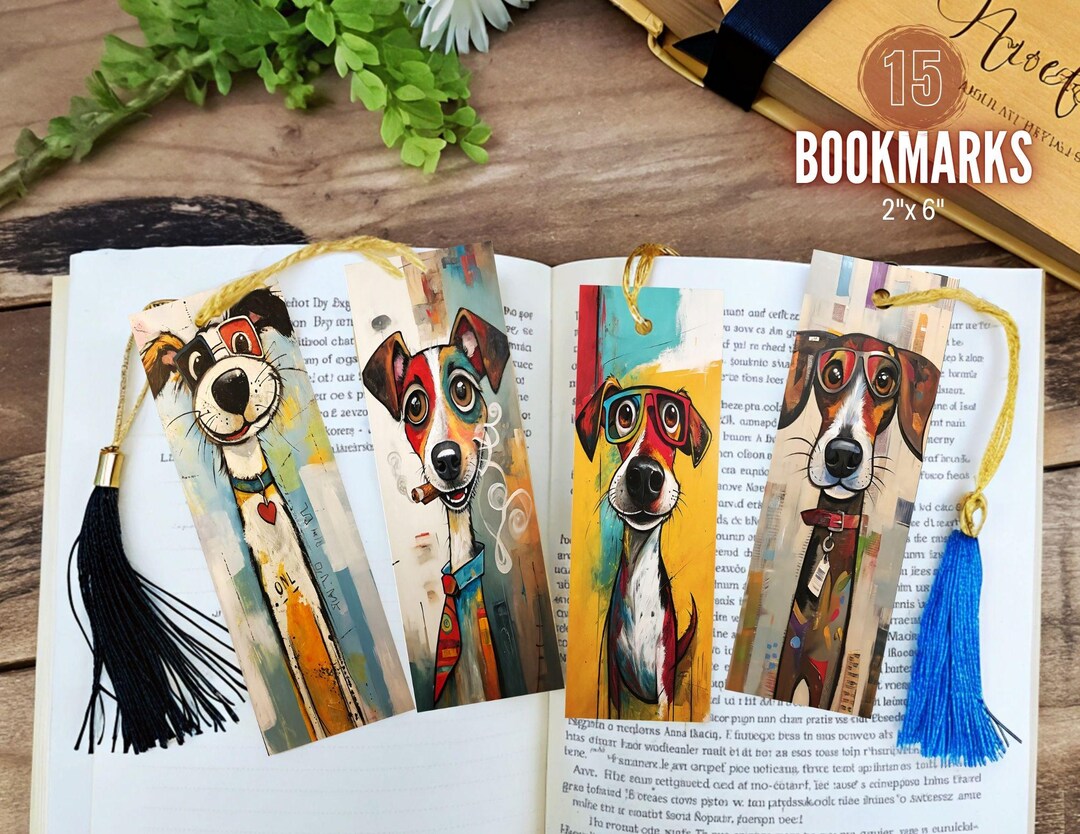 Funny Dogs Printable Bookmarks: Animal Art, Fussy Cuts (digital ...