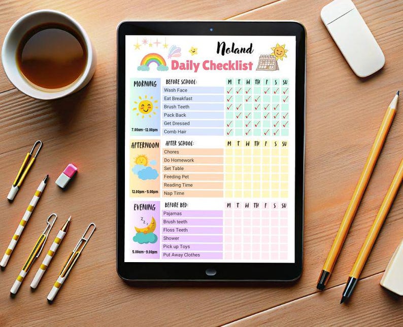 Kids Daily School Checklist, 3 Layouts Daily Checklist Chart, to Do ...