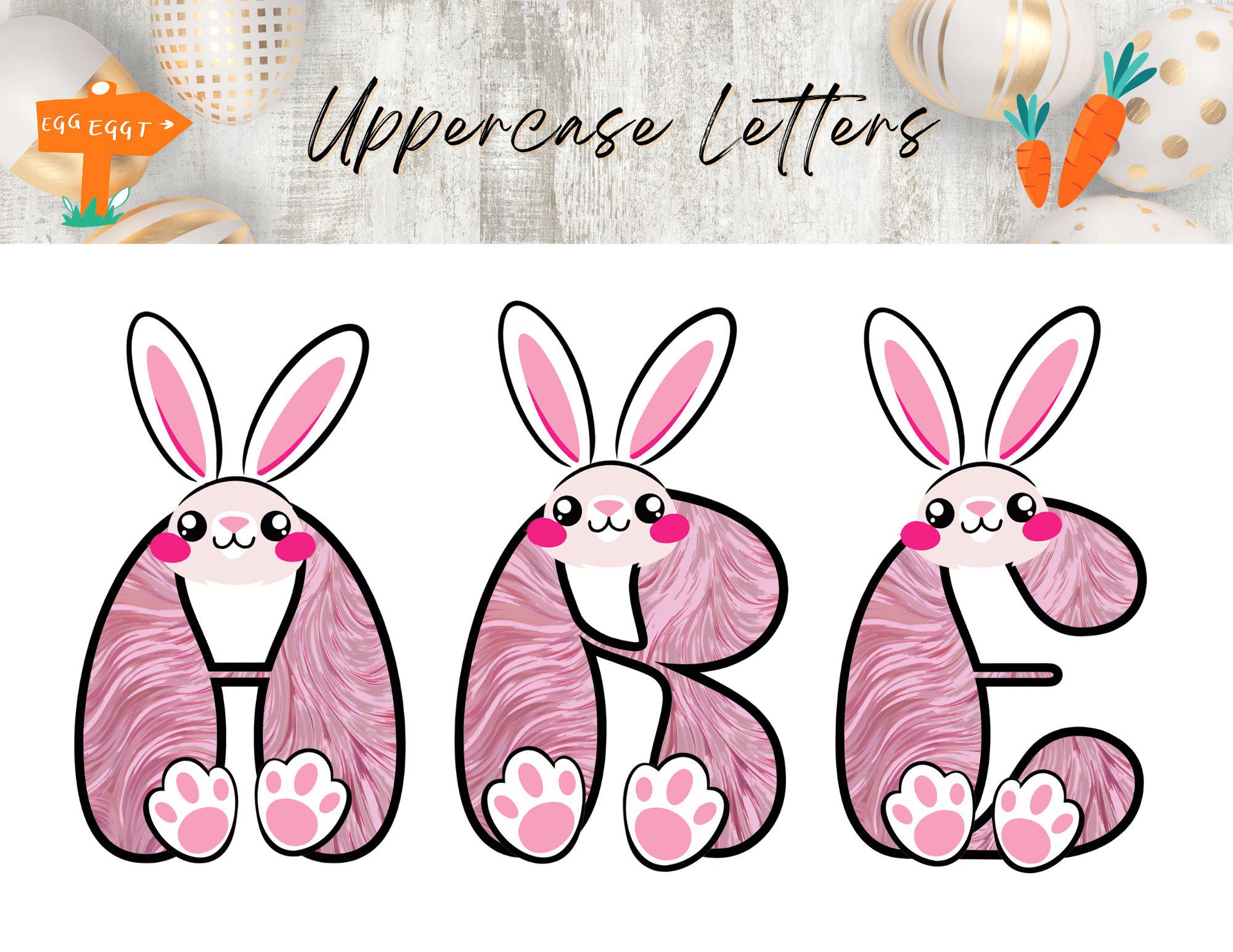 Bunny Easter Alphabet Clipart: Floral Carrots PNG (digital Download) - Etsy