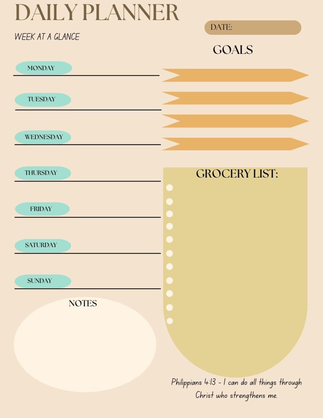 Weekly Planner, Planner, Daily Planner, Calendar, Week at a Glance ...
