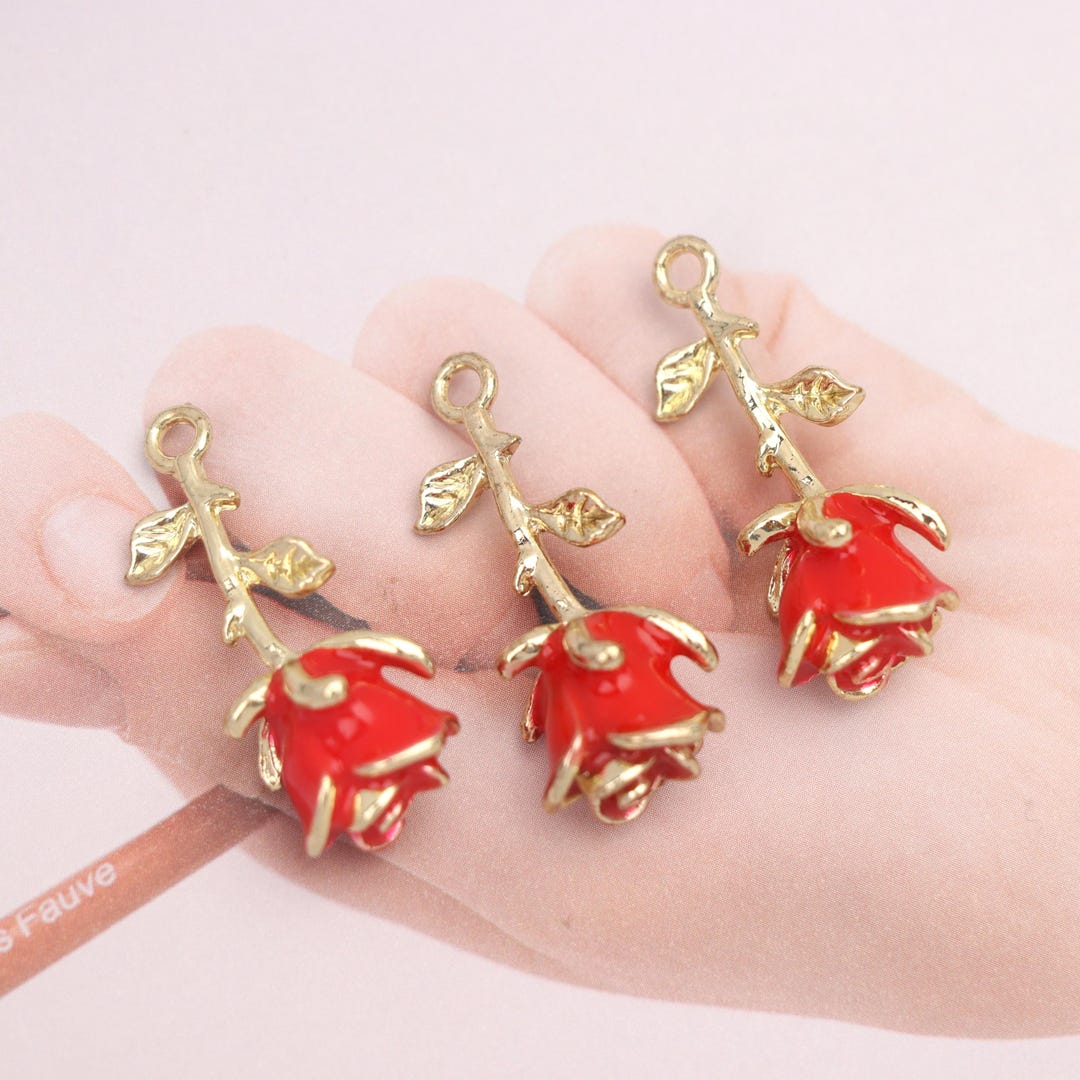 Retro Artful Eternal Red Roses, DIY Art Pieces Accessories, Gold Plated ...