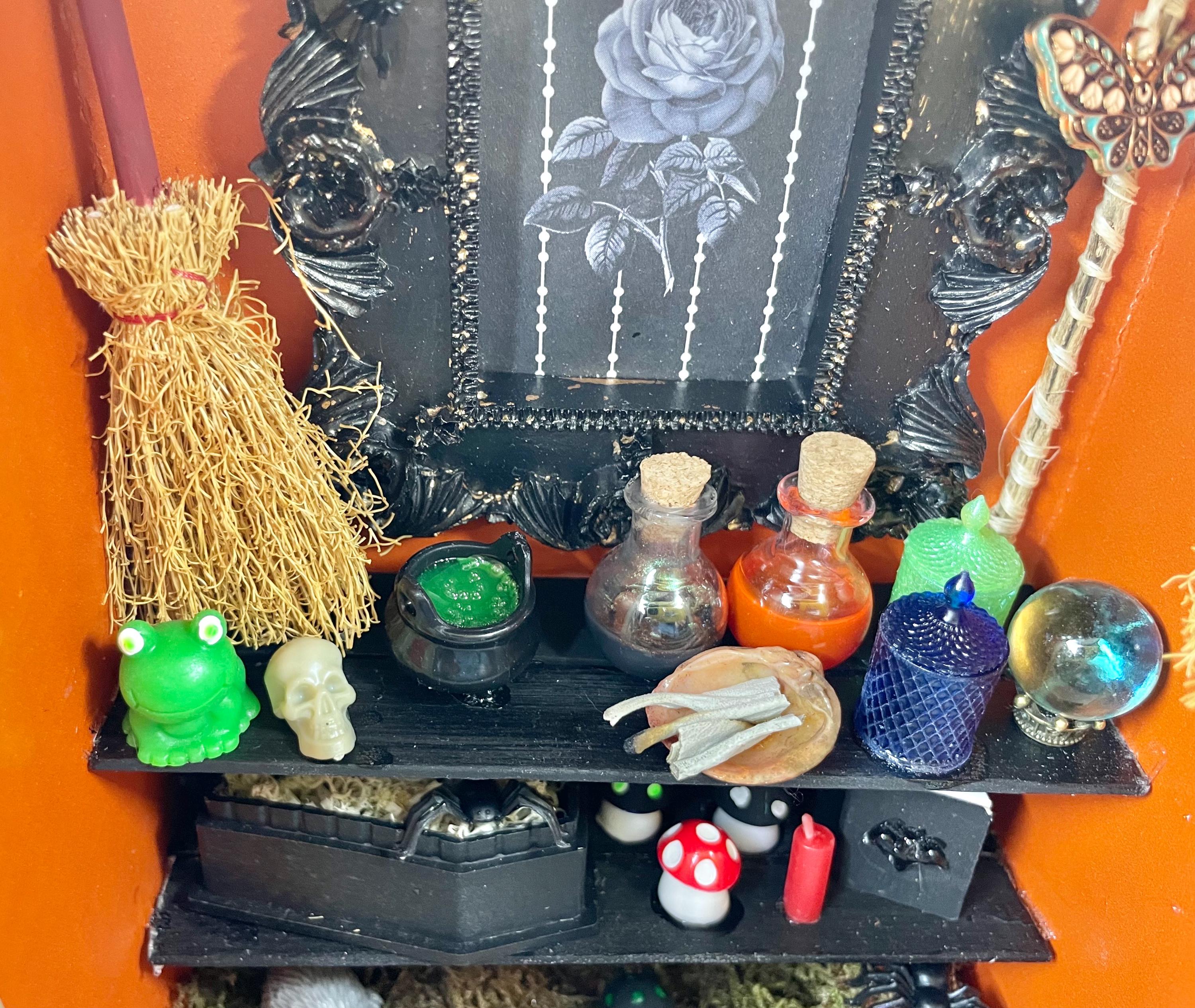 Brooms & Wands Faux Book Shadow Box With Miniature Broom Shop Inside ...