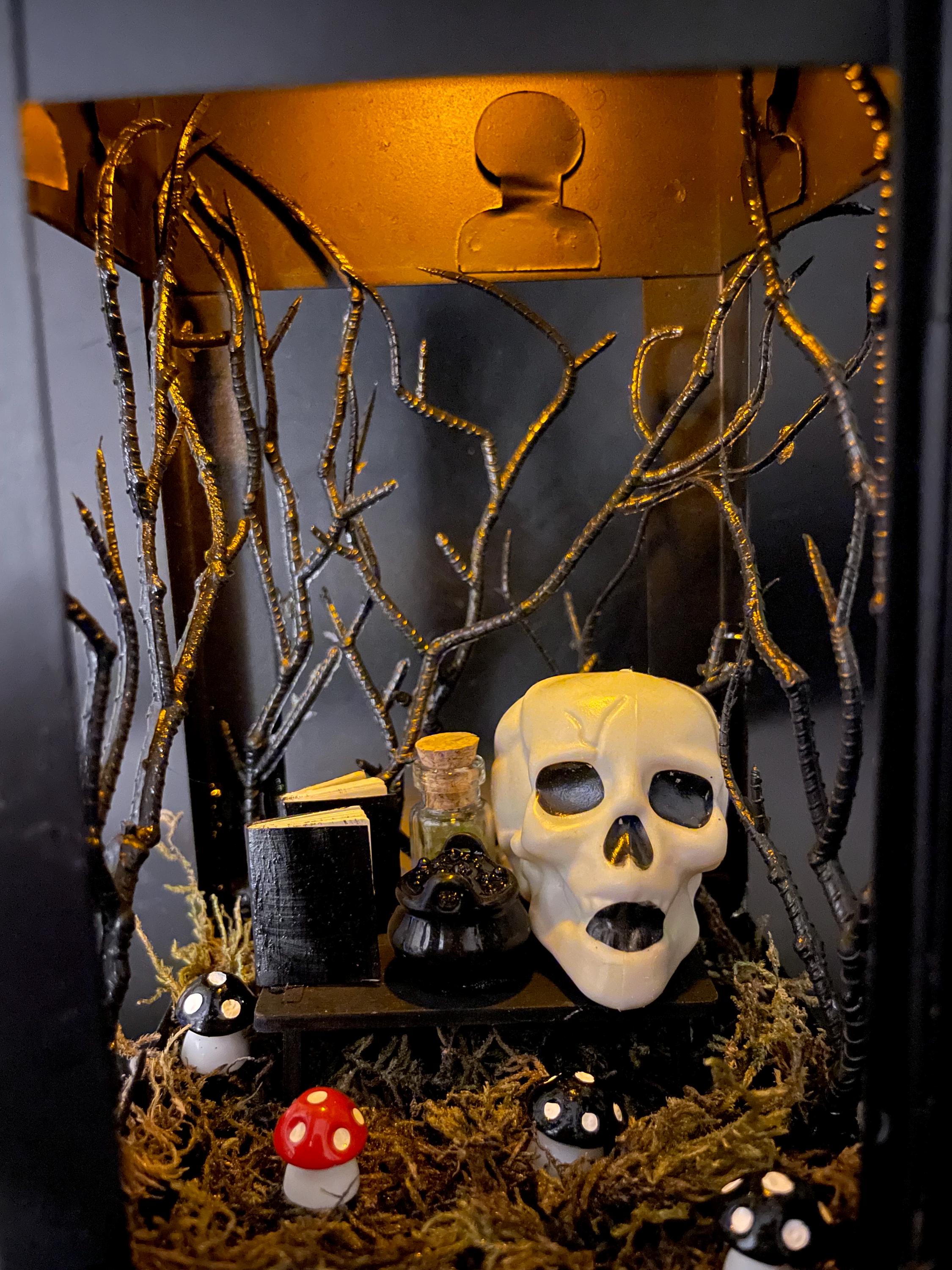 Spooky Halloween Lantern With Light and Miniature Witches Table - Etsy